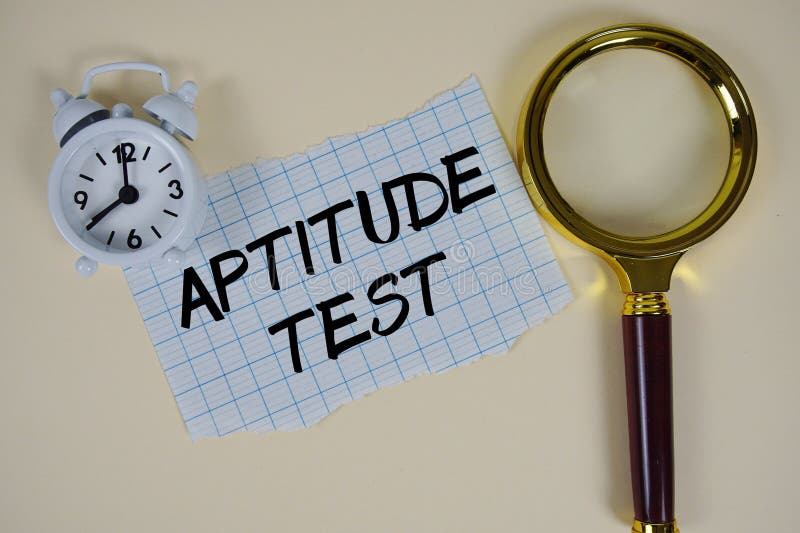 Aptitude Test Text Written on Paper with Magnifying Glass and Alarm ...