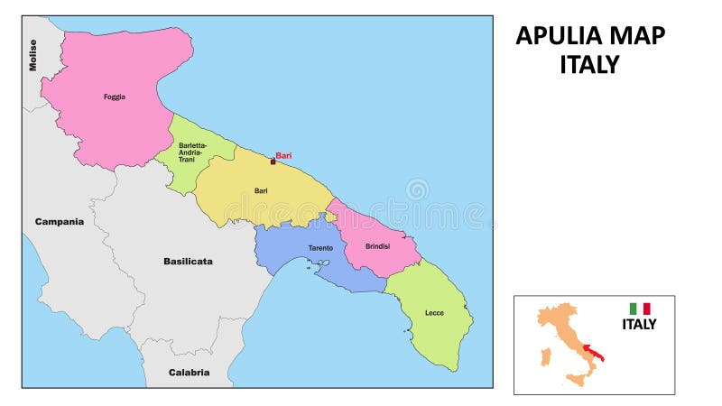 Apulia Map. State and District Map of Apulia Stock Vector ...