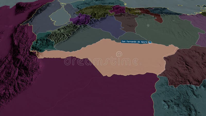 Apure, Venezuela - Highlighted with Capital. Administrative Stock ...