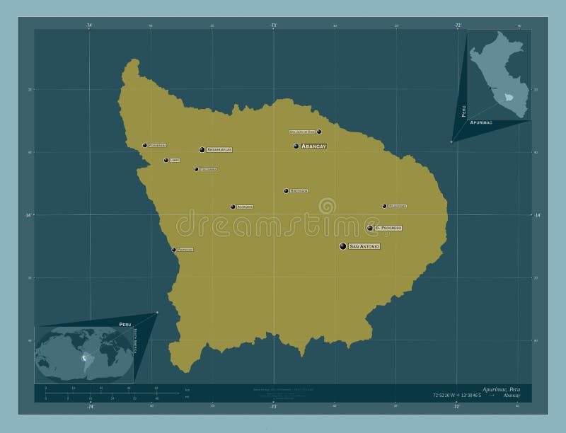 Apurimac, Peru. Solid. Labelled Points of Cities Stock Illustration ...