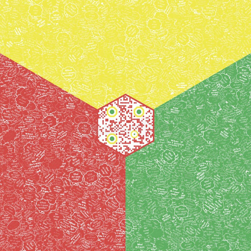 Hex Shaped QR Code in Geometric Shapes in Hues of Red Yellow Green ...