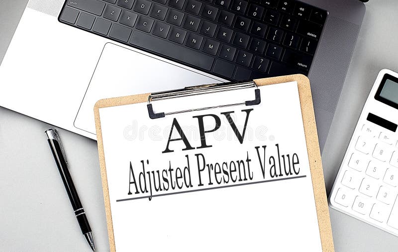 APV Word on Clipboard on Laptop with Calculator and Pen Stock Image ...