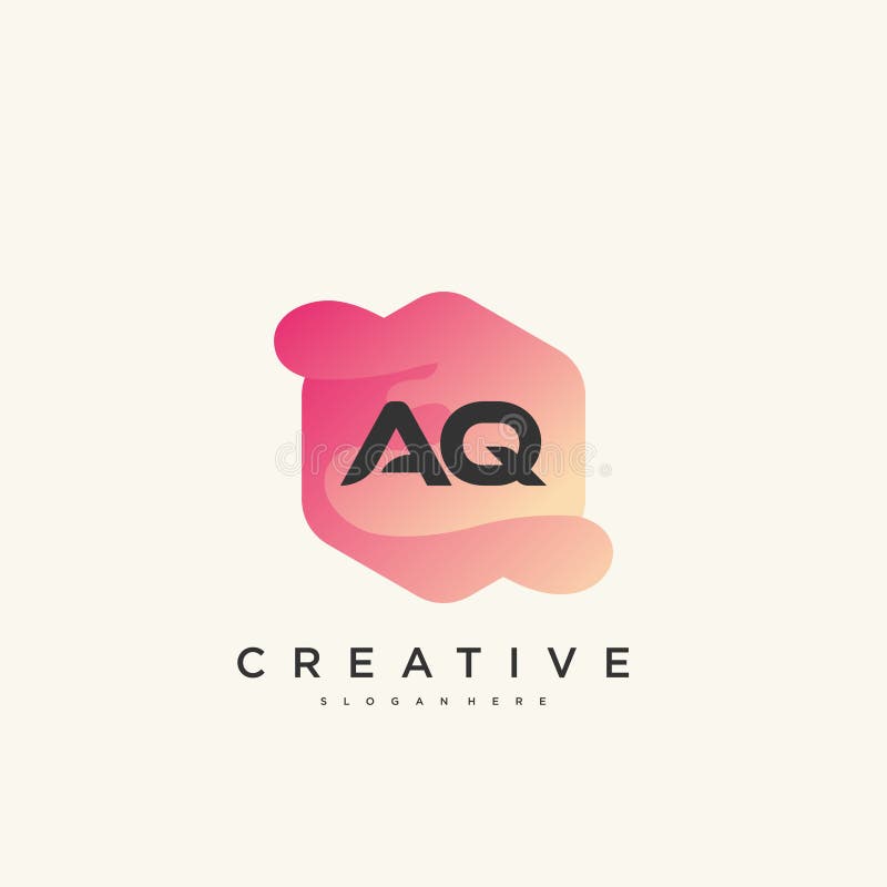 AQ Initial Letter Logo Icon Design Template Elements with Wave Colorful ...