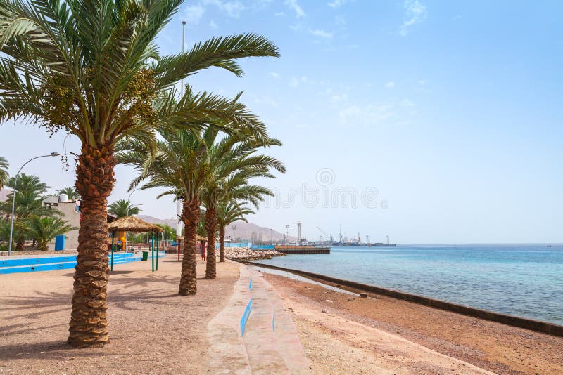 Aqaba Beach at Sunny Day, Jordan Stock Image - Image of blue, coastal ...