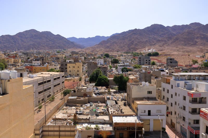 Aqaba, Jordan - May 17 2024: Cityscape of Aqaba, View from Above ...