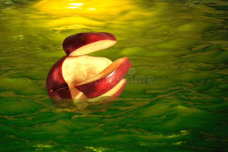 Apple in Swimming Pool stock image. Image of pool, aqua - 48571127