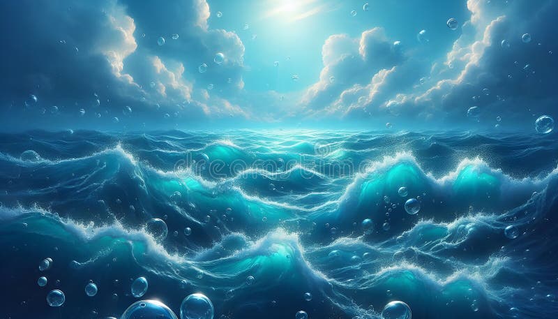 Aqua Tranquil Blue Sea Water Background Stock Image - Image of essence ...