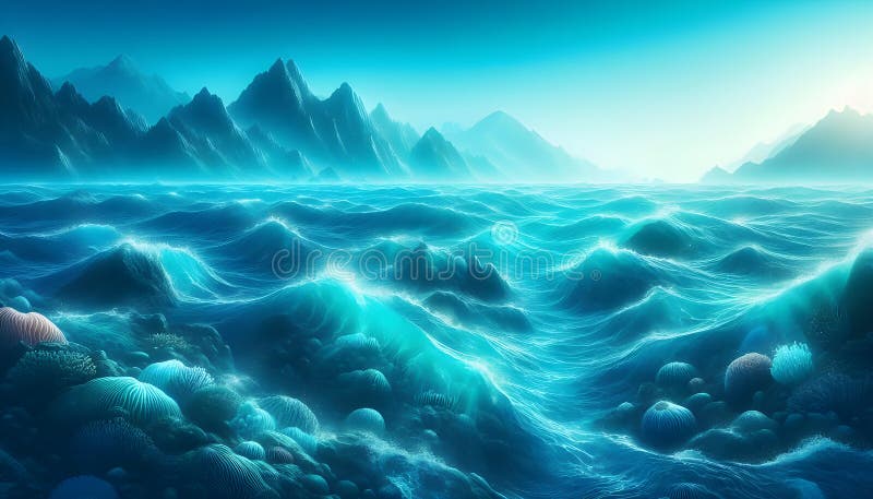 Aqua Tranquil Blue Sea Water Background Stock Photo - Image of beauty ...