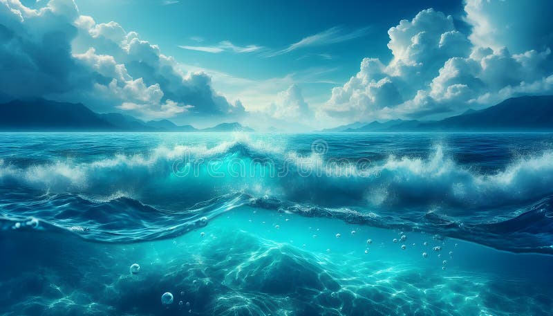 Aqua Tranquil Blue Sea Water Background Stock Image - Image of essence ...