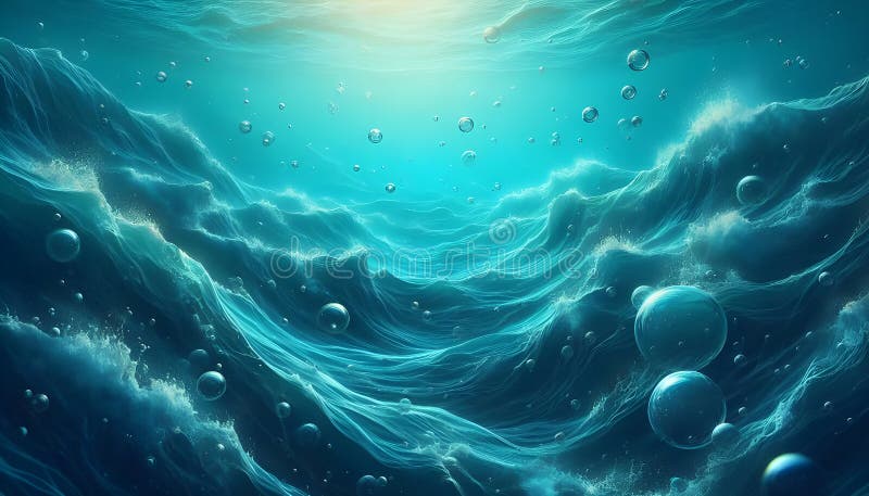 Aqua Tranquil Blue Sea Water Background Stock Illustration ...