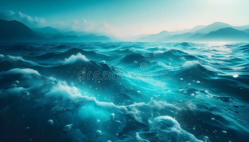 Aqua Tranquil Blue Sea Water Background Stock Illustration ...