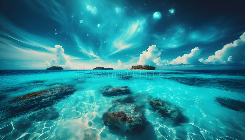 Aqua Tranquil Blue Sea Water Background Stock Photo - Image of captures ...