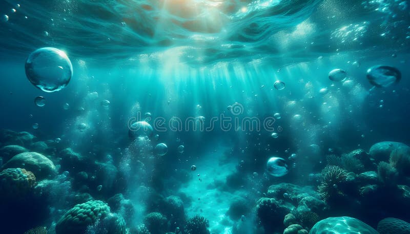 Aqua Tranquil Blue Sea Water Background Stock Photo - Image of ocean ...