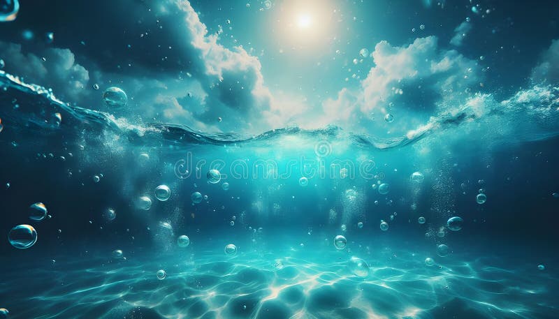 Aqua Tranquil Blue Sea Water Background Stock Photo - Image of soothing ...