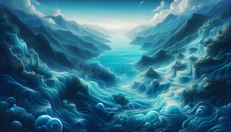 Aqua Tranquil Blue Sea Water Background Stock Photo - Image of ...
