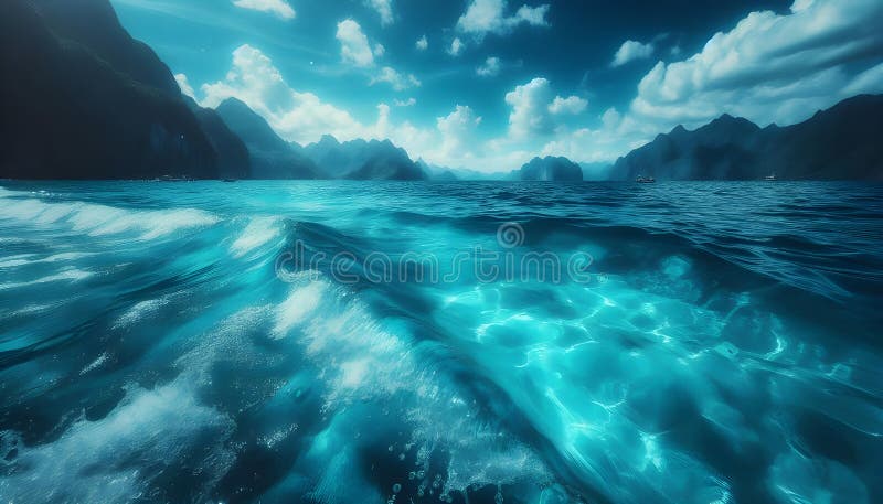 Aqua Tranquil Blue Sea Water Background Stock Photo - Image of ...