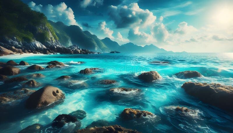 Aqua Tranquil Blue Sea Water Background Stock Image - Image of design ...