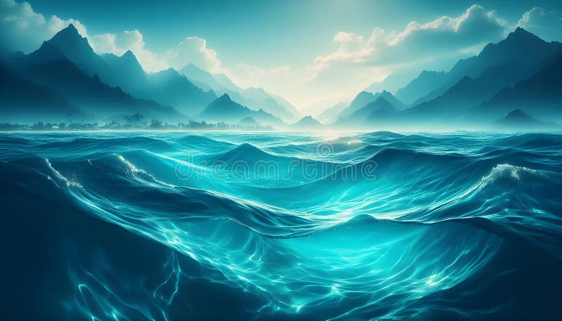 Aqua Tranquil Blue Sea Water Background Stock Photo - Image of beauty ...