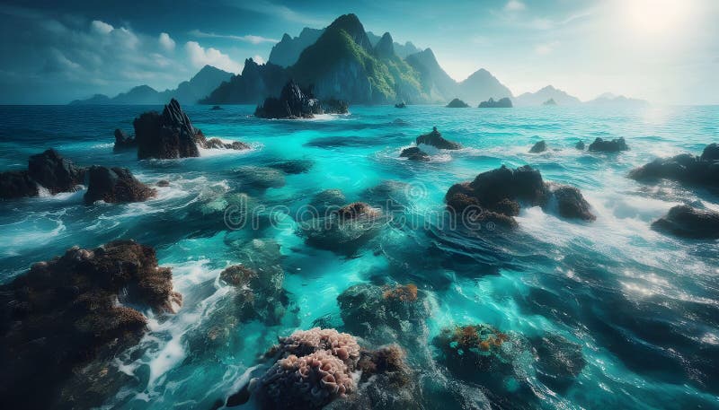 Aqua Tranquil Blue Sea Water Background Stock Image - Image of ...