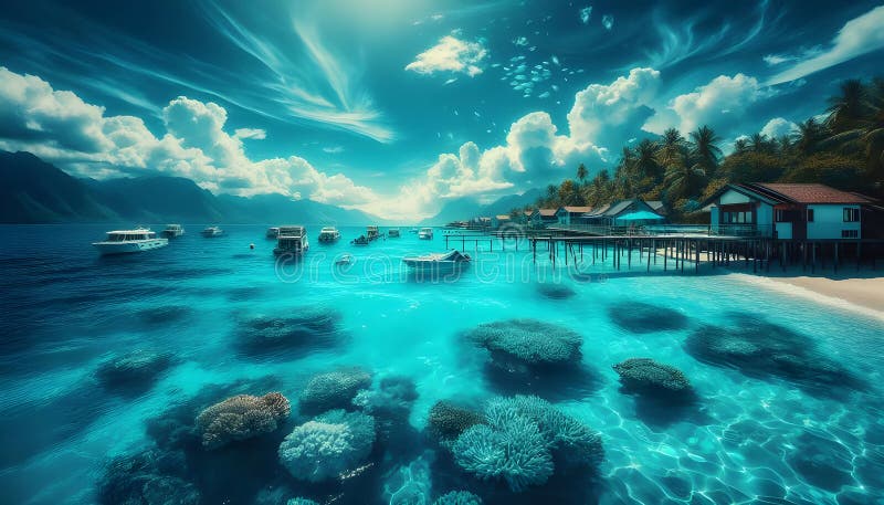 Aqua Tranquil Blue Sea Water Background Stock Photo - Image of ...