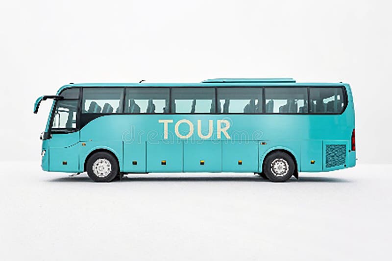 Aqua Blue Tour Bus Isolated on White Stock Illustration - Illustration ...