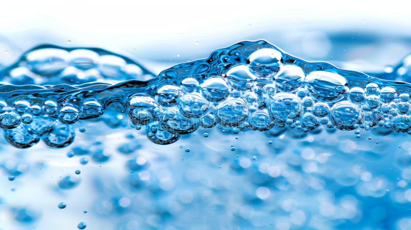 Aqua Blue Water Bubbles with Air Drops in Liquid Background Texture for ...