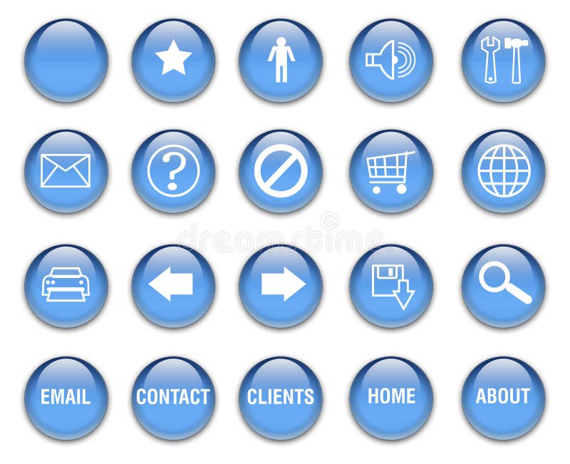 Aqua Buttons blue stock illustration. Illustration of glossy - 8391737