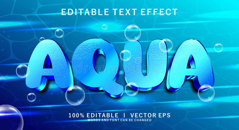 Aqua 3d Vector Text Effect with Modern Style Design Stock Vector ...