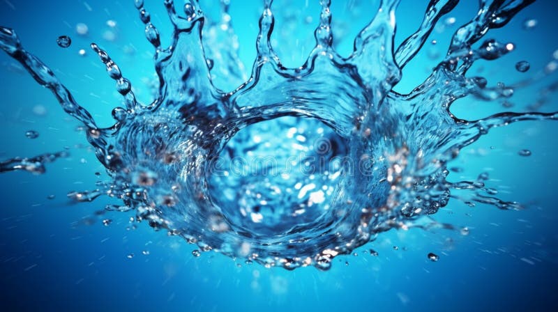 Aqua Eruption Water Drop Impact Stock Illustration - Illustration of ...