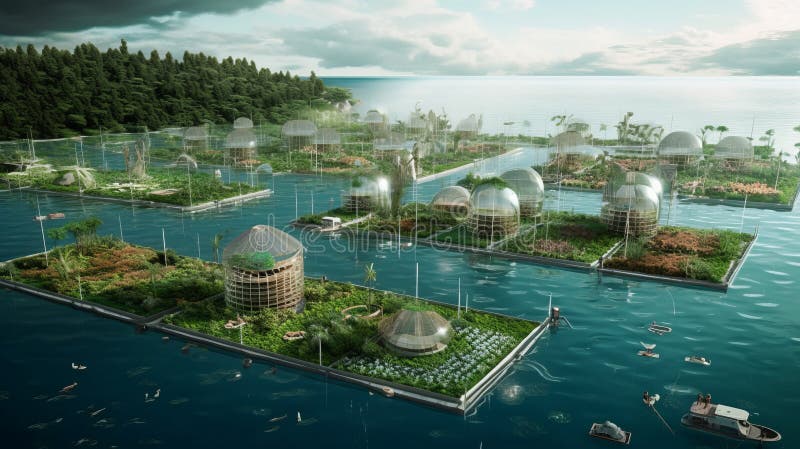 Aqua Farms Supporting the Ecological System. Generative AI Stock Photo ...