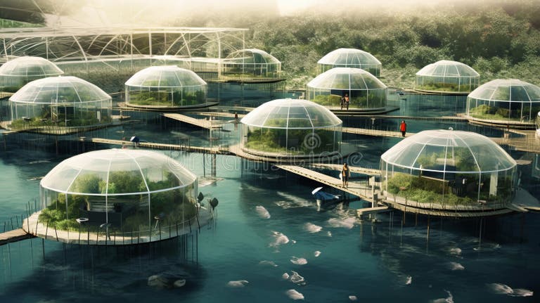 Aqua Farms Supporting the Ecological System. Generative AI Stock ...