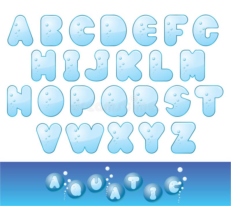 Aqua Font stock vector. Illustration of alphabetical, ornate - 6746468