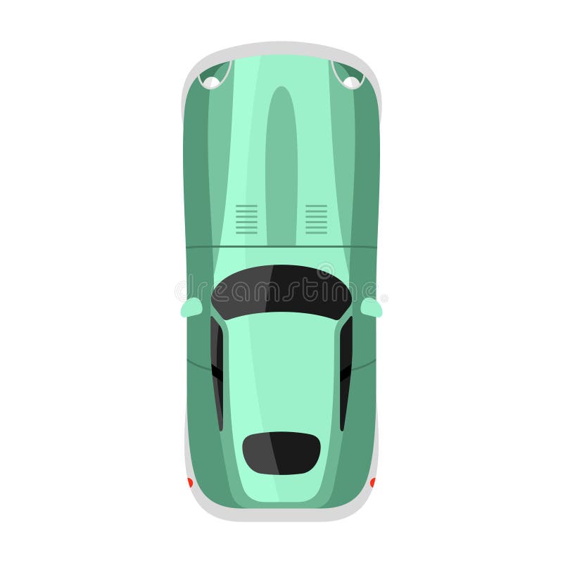 Aqua Green Car Top View Vector Illustration. Sedan Car Illustration ...