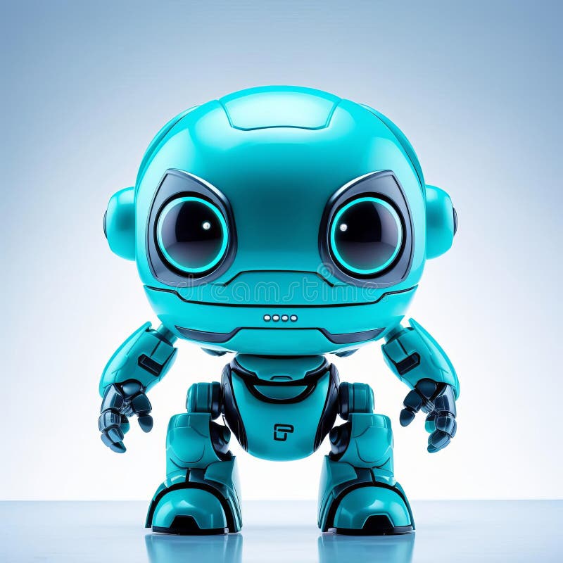 Cute Aqua Grid Bot in Fury: Cinematic Composition on White Background ... Cute Aqua Grid Bot in Fury: Cinematic Composition on White Background ...