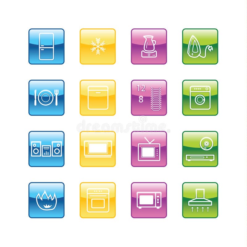 Aqua household goods icons stock vector. Illustration of green - 3168517