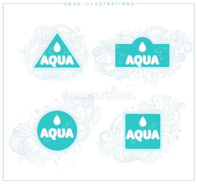 Aqua logos and emblems. stock vector. Illustration of natural - 120640461