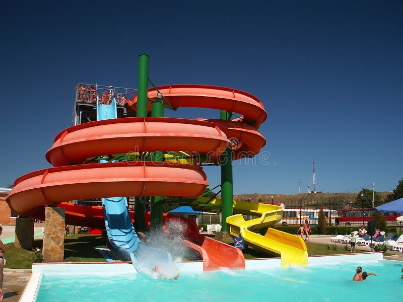 Aqua-Park Water Slide stock image. Image of blue, summer - 5132515