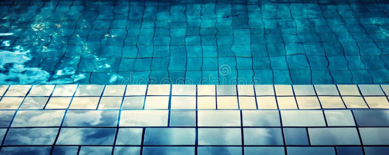 Aqua Pool Tiles Calm Water Surface and Geometric Pattern, Swimming ...