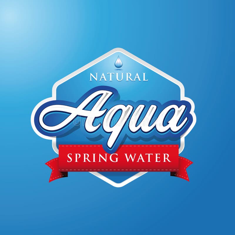 Aqua - Spring Water Label Tag Stock Vector - Illustration of blue ...