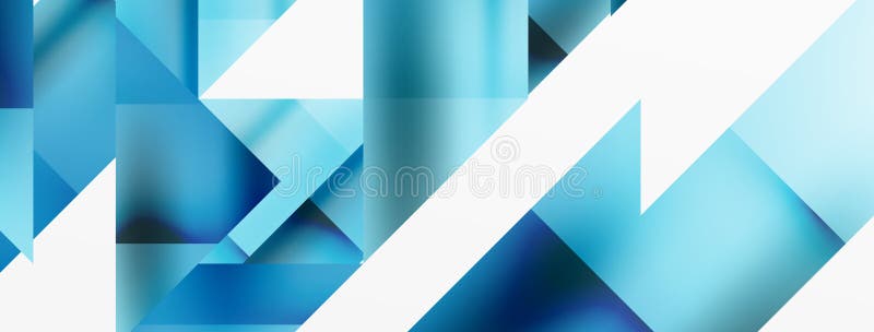 Aqua Triangle and Rectangle Pattern in Electric Blue and White Stock ...