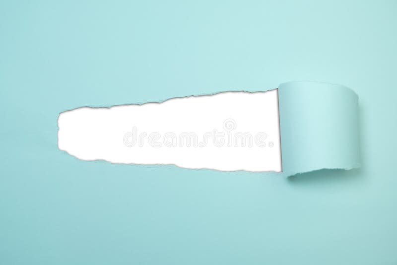 Aqua Torn Paper with Hole in Centre Revealing White Copy Space Stock ...