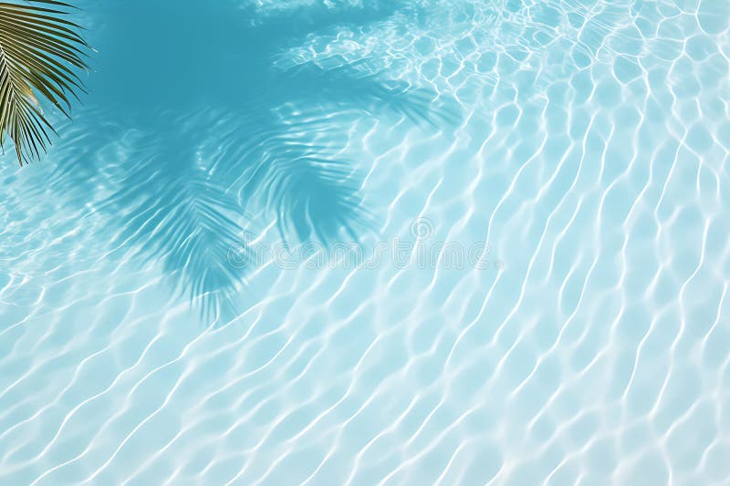 Aqua Waves and Coconut Palm Shadow on Blue Background. Water Pool ...