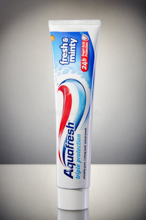 Aquafresh Toothpaste Isolated on Gradient Background. Editorial Photo ...