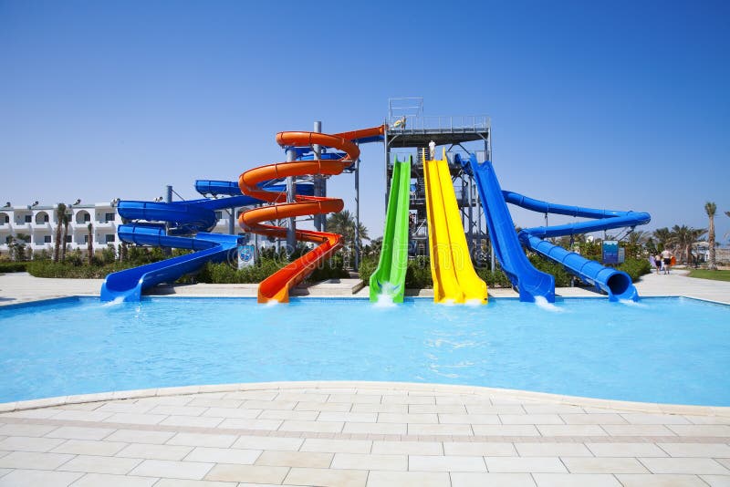Water Slide in Aqua Magic Park Editorial Stock Image - Image of coil ...