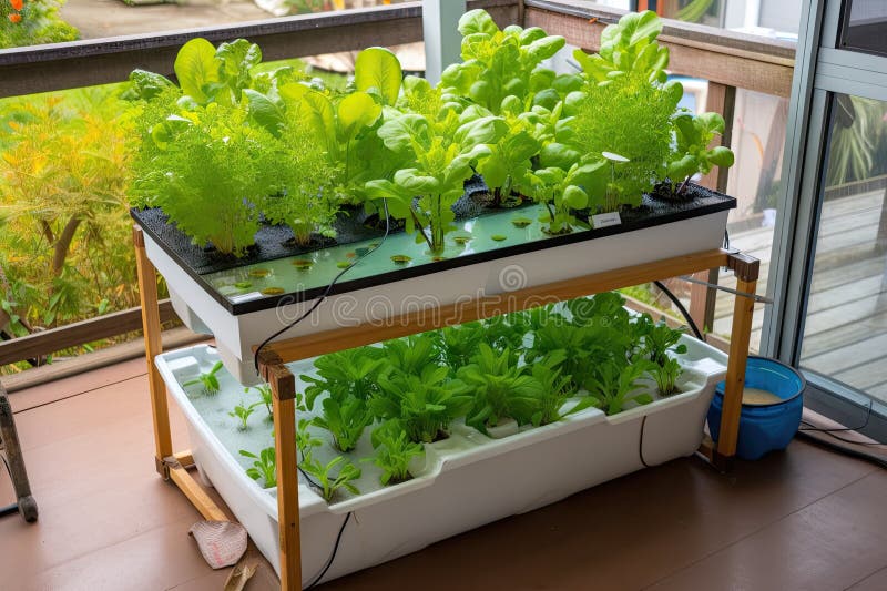 Aquaponics System with a Range of Plants, Herbs and Fish Stock ...