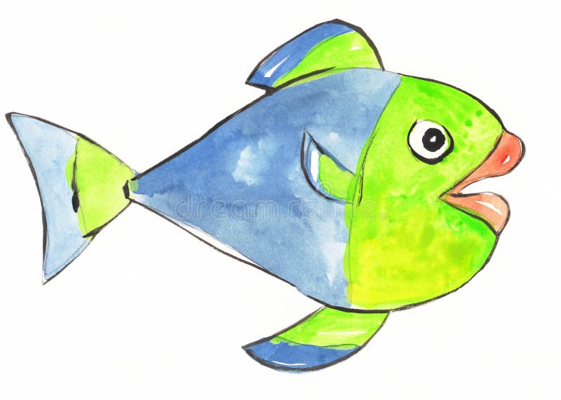 Aquarell gemalte Fische stock abbildung. Illustration von fischen ...
