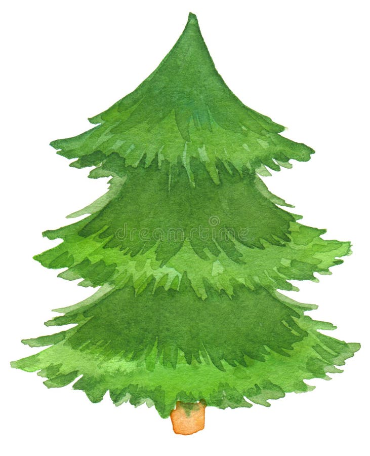 Aquarell-handgemalter Weihnachtsbaum Stockfoto - Bild von aquarell ...