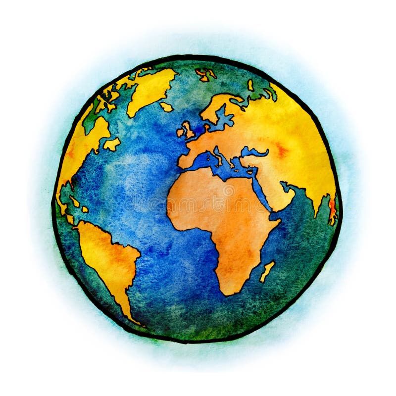 Hand Gezeichnete Aquarell Erde Vektor Abbildung - Illustration von ...