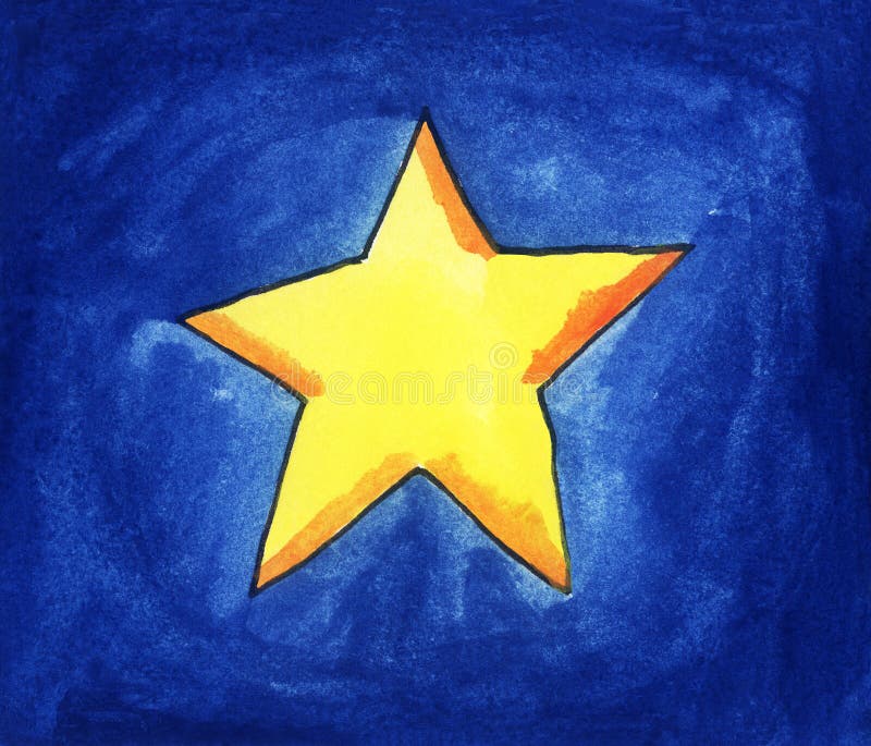 Aquarell-Stern Mit Einem Blauen Aquarell-Hintergrund Stock Abbildung ...