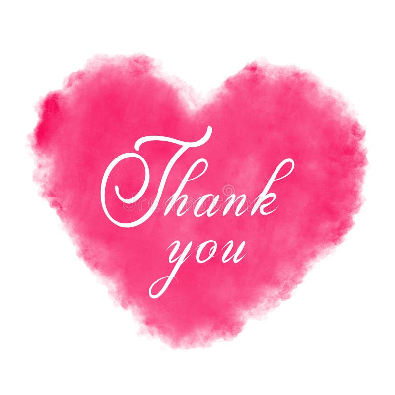 Aquarelle Coeur Avec Merci Lettrage Photo stock - Illustration du ...